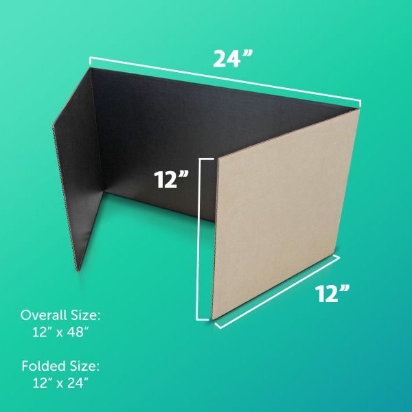 12 Pieces Corrugated Study Carrels, 12" X 48", Black - Classroom ...