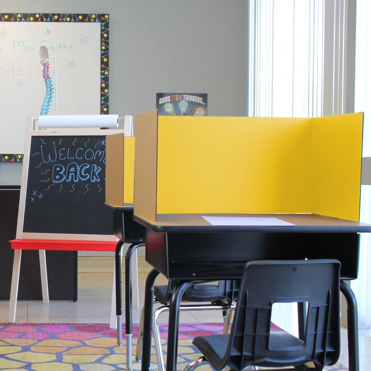 24 Pieces Corrugated Study Carrels, 12" X 48", Yellow - Classroom ...