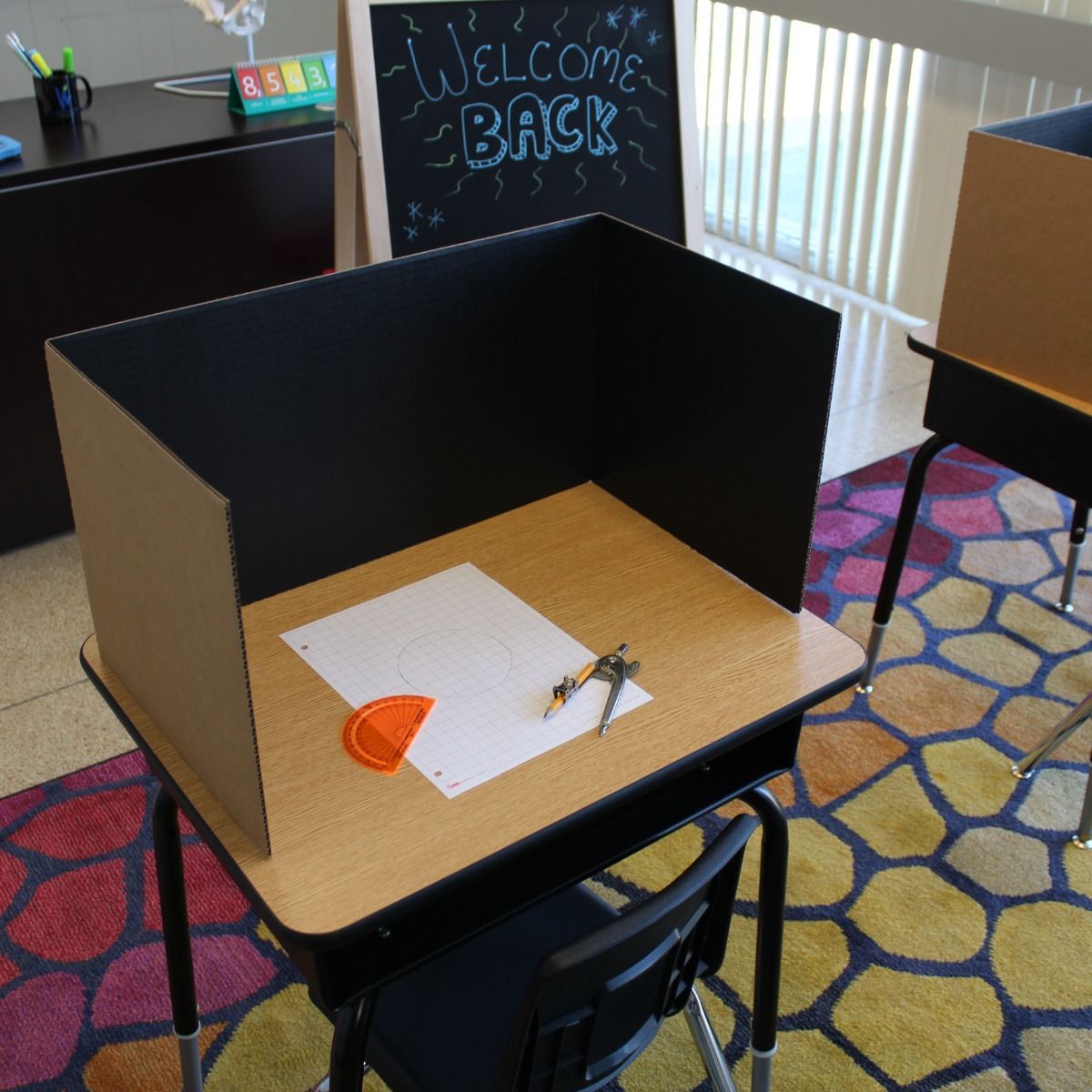 24 Pieces Corrugated Study Carrels, 12" X 48", Black - Classroom ...