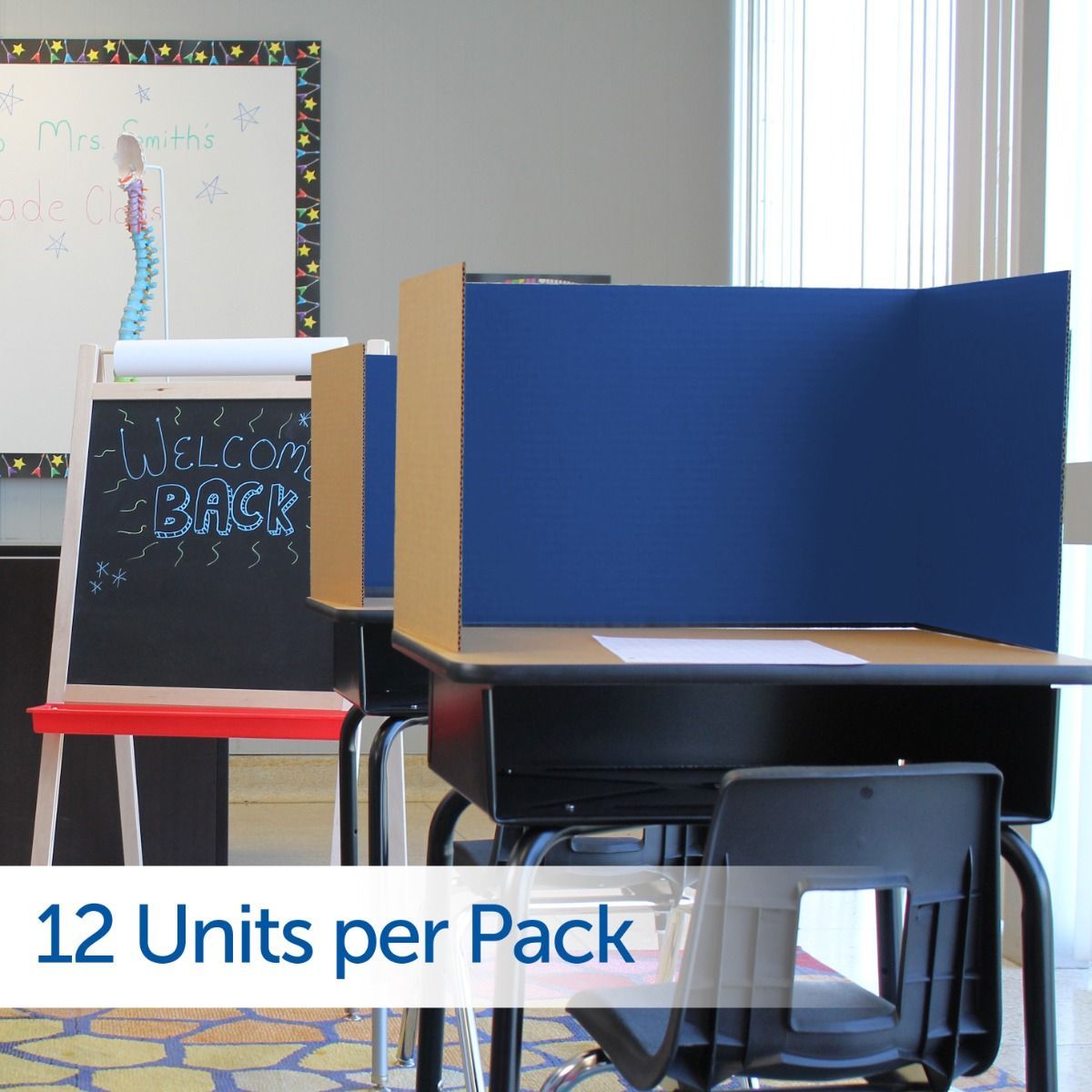 12 Pieces Corrugated Study Carrels, 18" X 48", Blue - Classroom ...