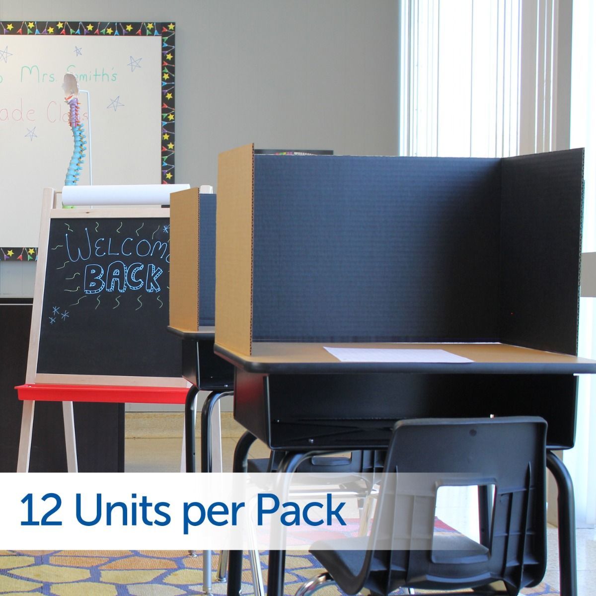 12 Pieces Corrugated Study Carrels, 18" X 48", Black - Classroom ...