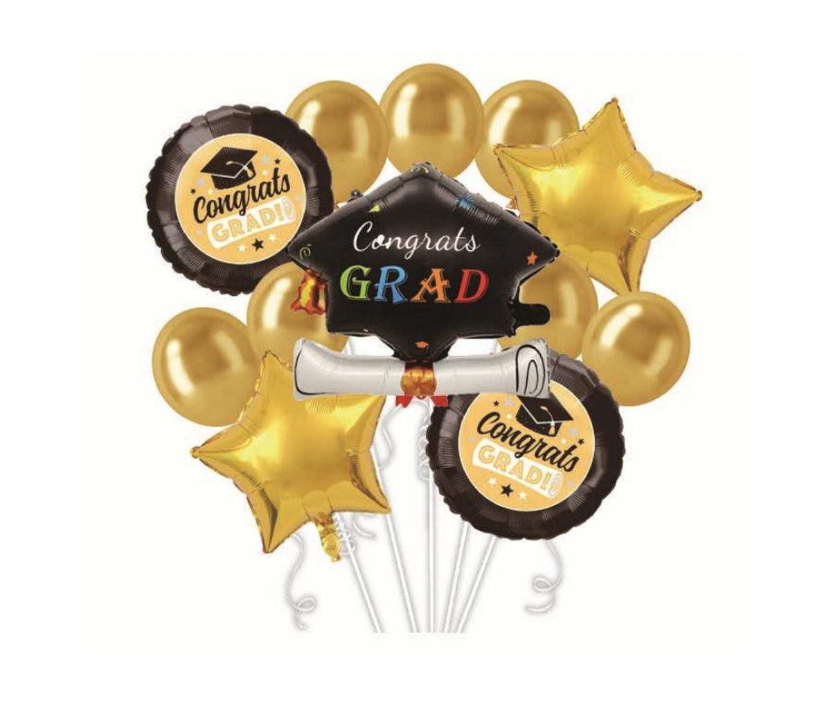 24 Pieces 12pc Graduation Balloon Kit Gold - Graduation - at ...