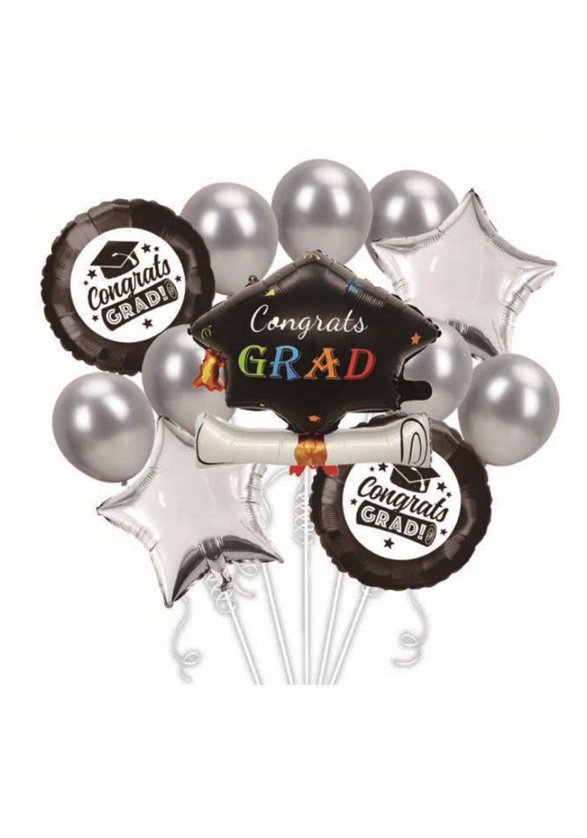 24 Pieces 12pc Graduation Balloon Kit Silver - Graduation - at ...