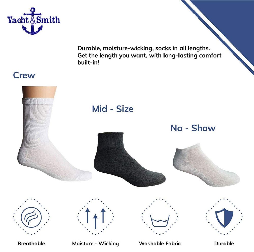 12 pairs Yacht & Smith Men's King Size Cotton Terry Low Cut Ankle Socks ...