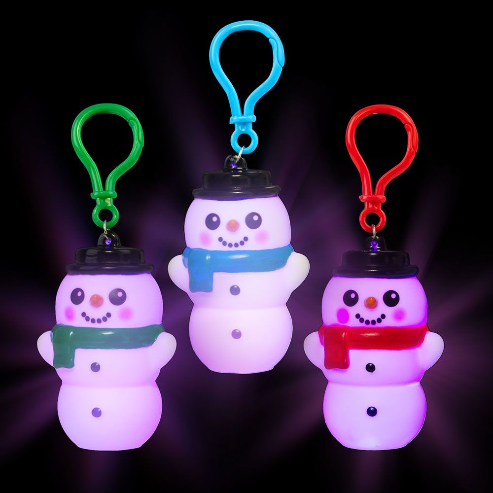 144 pieces 3 inch LighT-Up Snowman Assorted Clip on - Light Up Toys ...