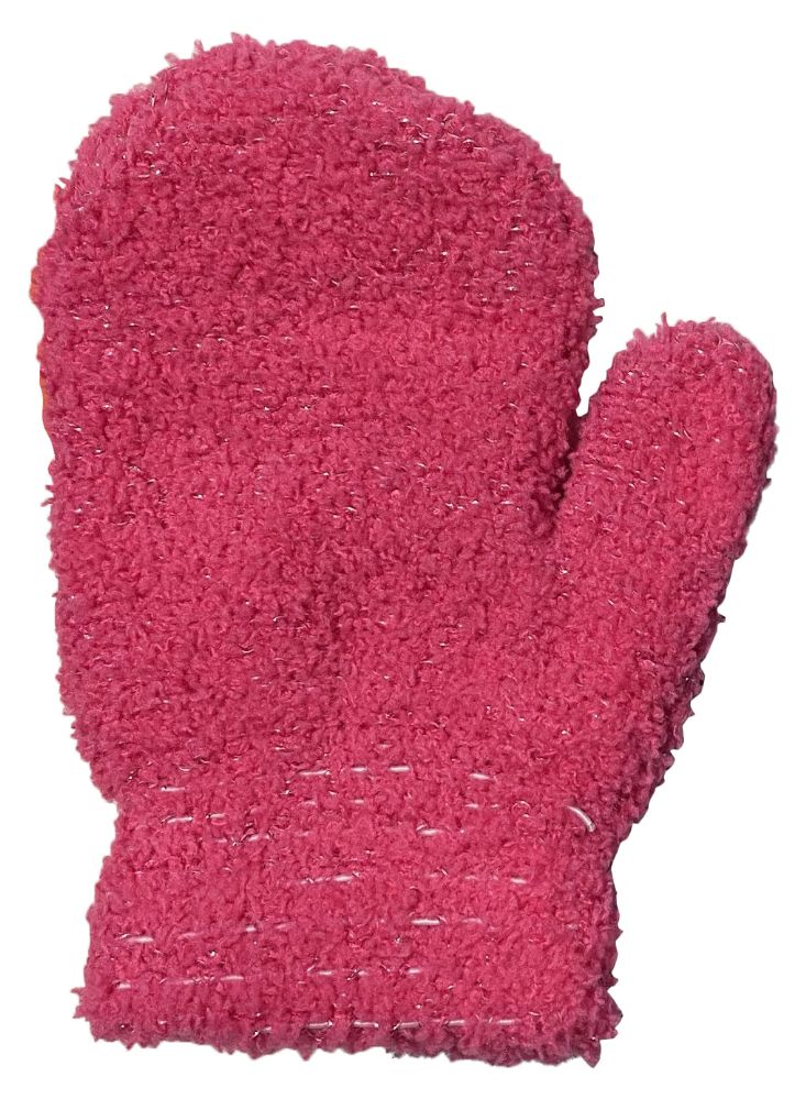Kids Fuzzy Stretch Mittens With Glittery Shine Ages 2-7 - WSD