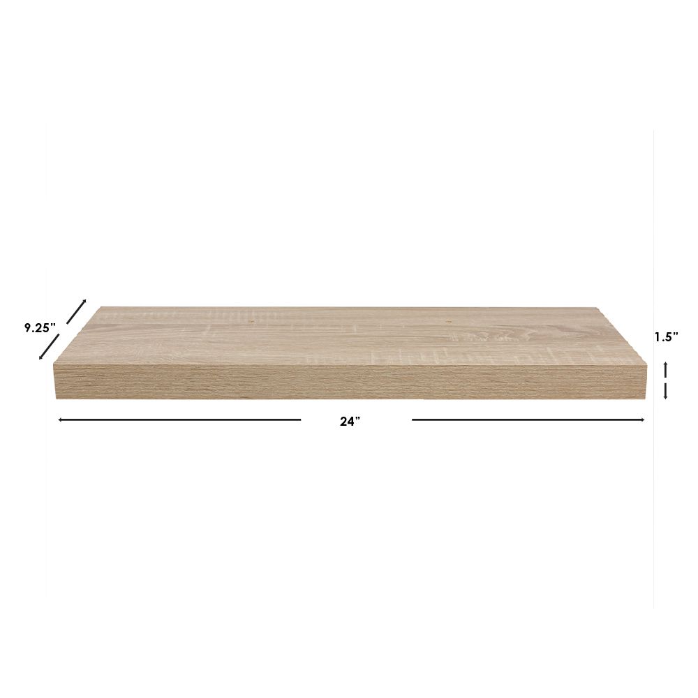 6 Pieces Home Basics Rectangle Floating Shelf, Oak - Home Accessories ...