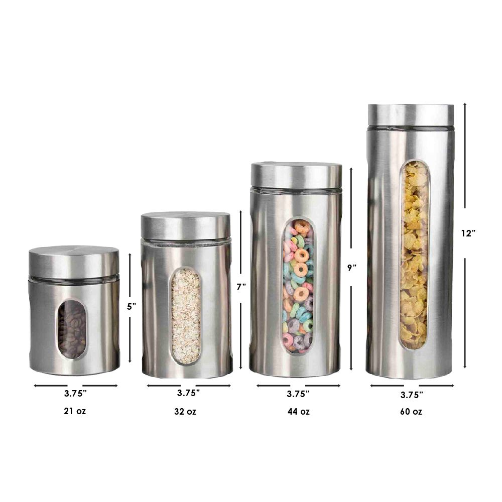 4 Wholesale Home Basics 4 Piece Stainless Steel Canister Set - at ...