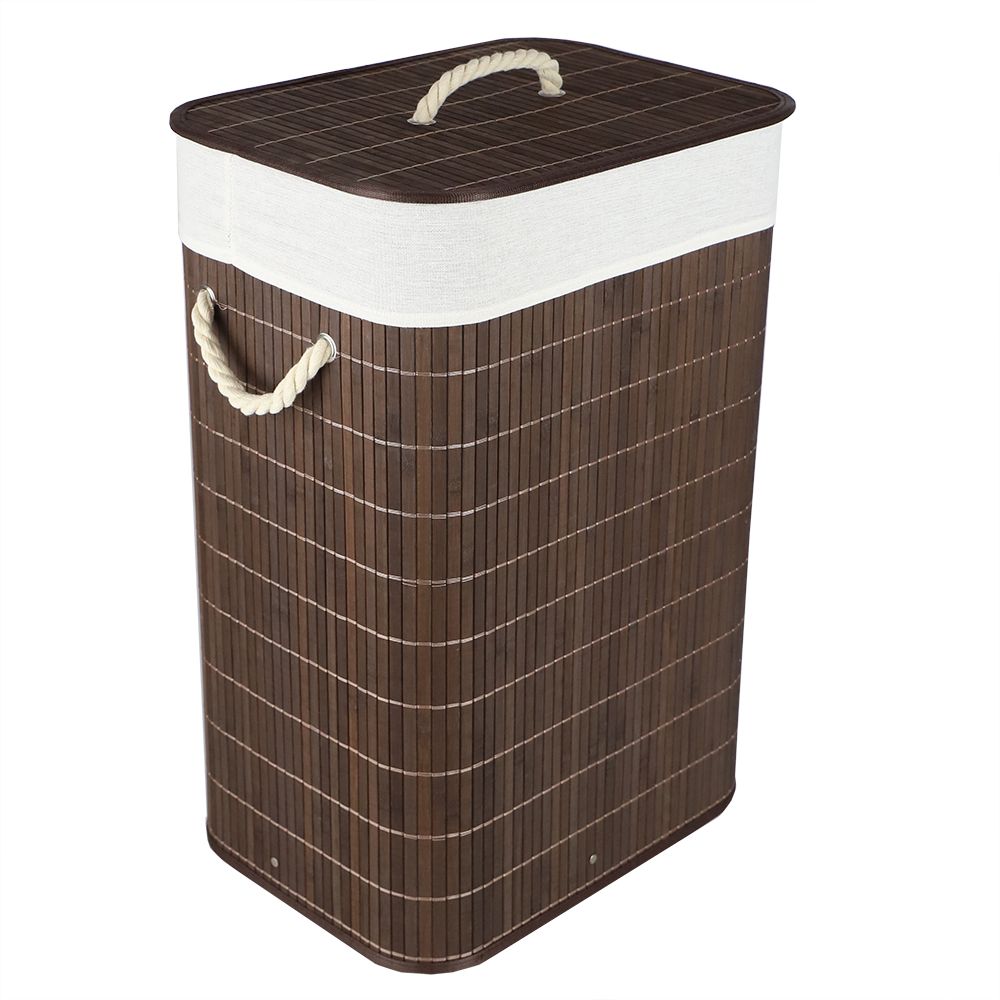 6 Pieces Rectangular Bamboo Hamper, Brown - Laundry Baskets & Hampers ...