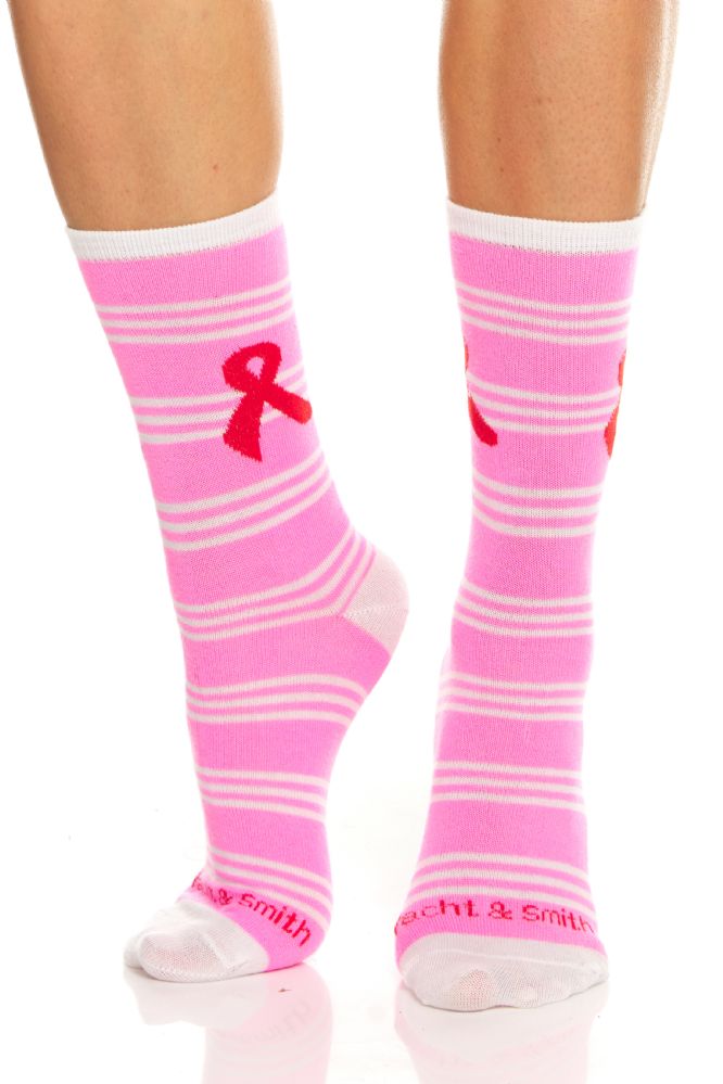 360 Wholesale Pink Ribbon Breast Cancer Awareness Crew Socks For Women ...