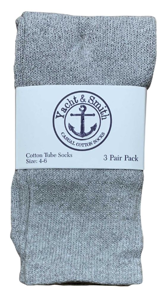 Yacht & Smith Kids Gray Solid Tube Socks Size 4-6 Bulk Pack - at ...