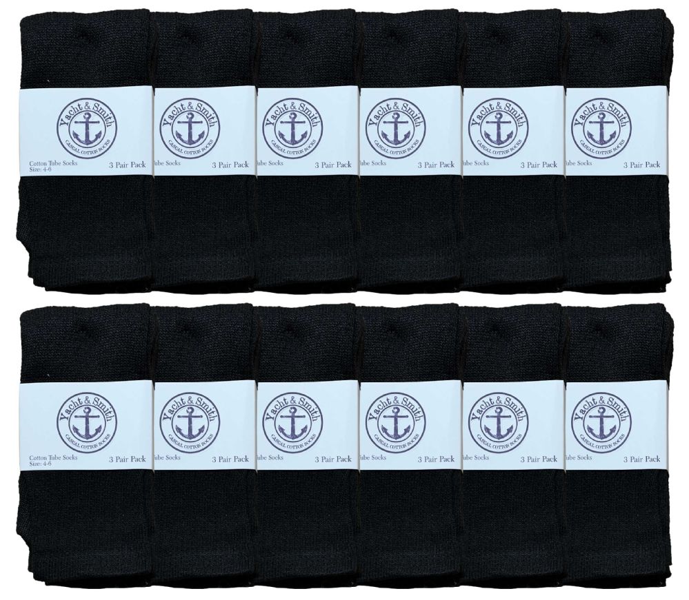 Yacht & Smith Kids Black Solid Tube Socks Size 4-6 Bulk Pack - at ...
