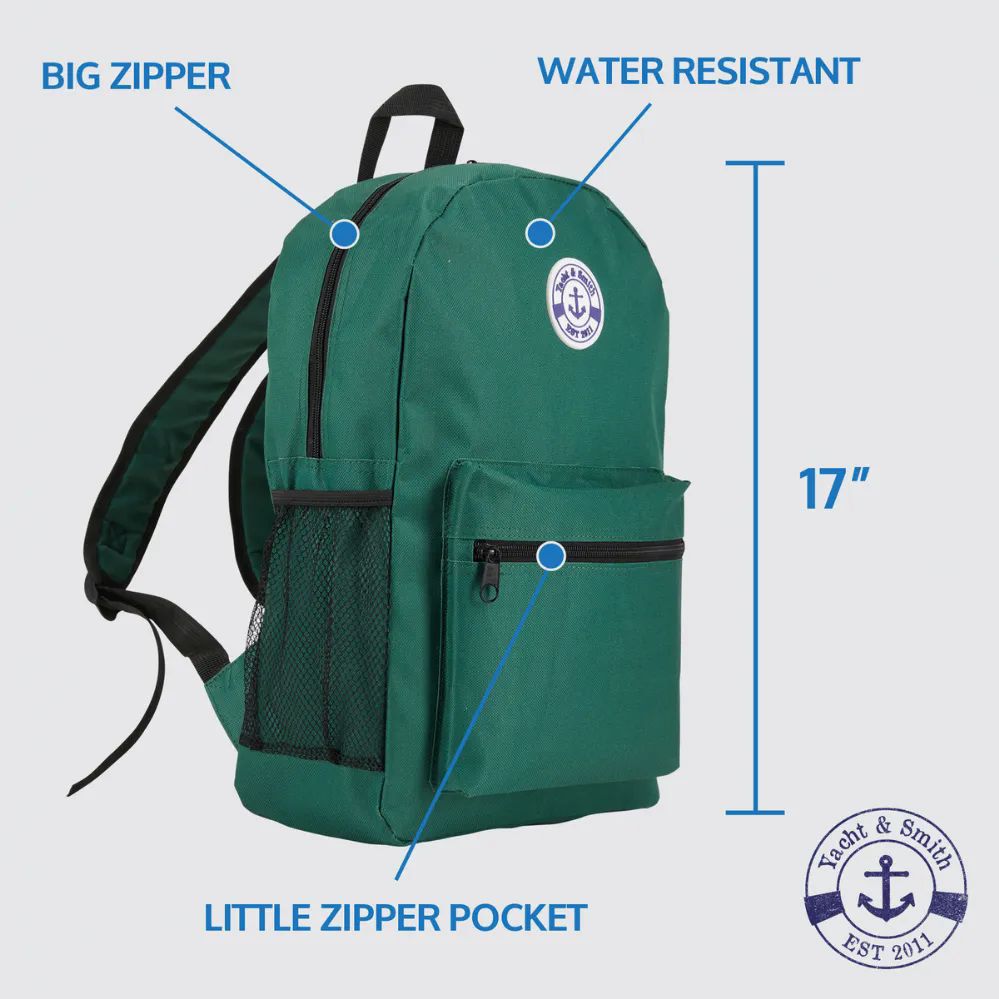 24 Wholesale Yacht & Smith 17 Inch Water Resistant Backpack With ...