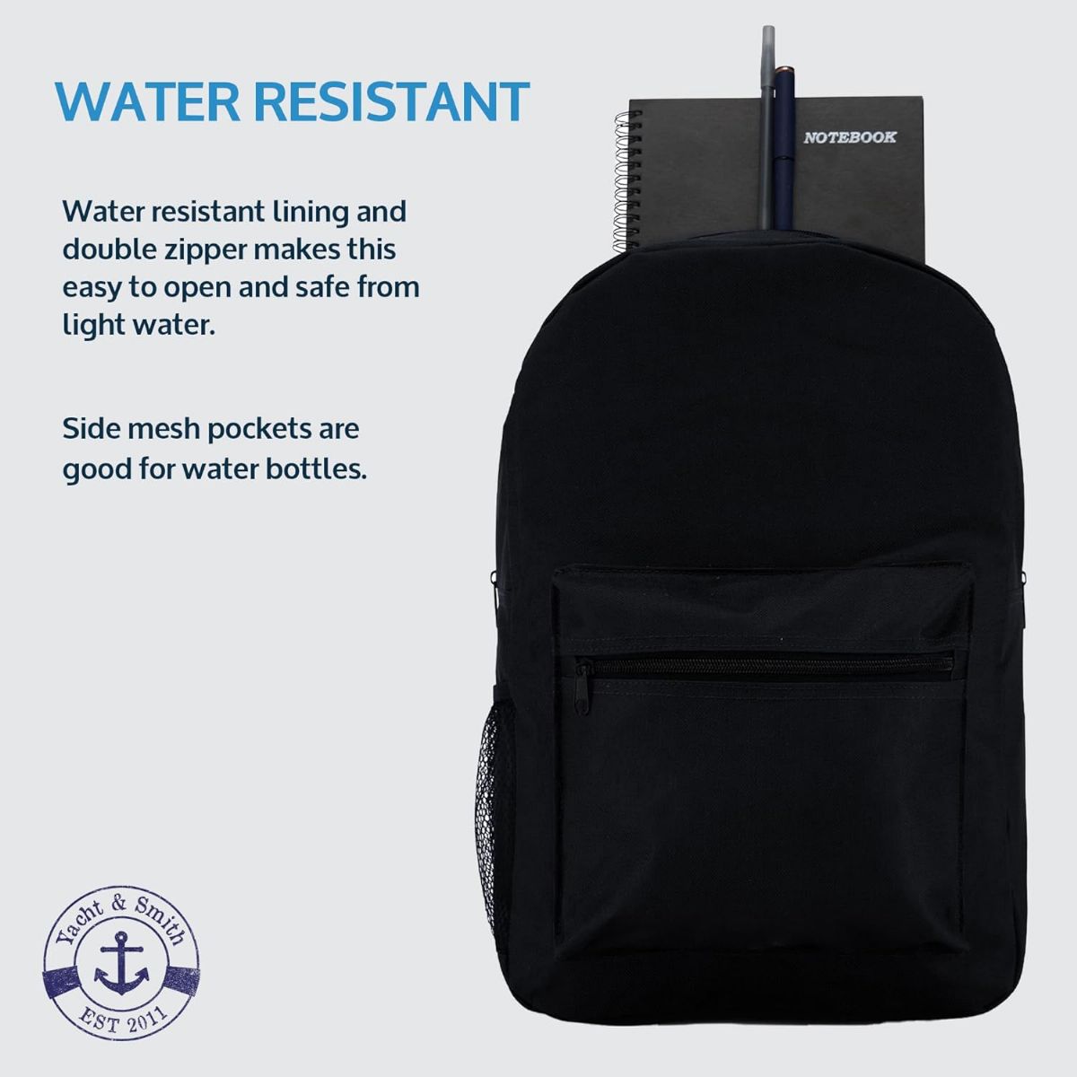 Yacht & Smith 17 Inch Water Resistant Backpack With Adjustable Padded ...