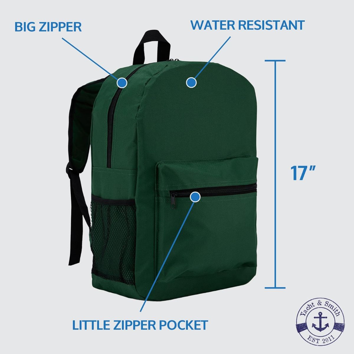 24 Pieces Yacht & Smith 17 Inch Water Resistant Backpack With ...