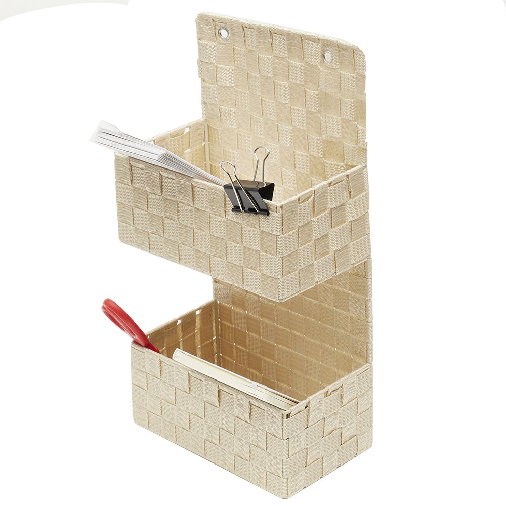 6 pieces Home Basics 2 Tier Hanging Woven Bins, Ivory - Storage ...