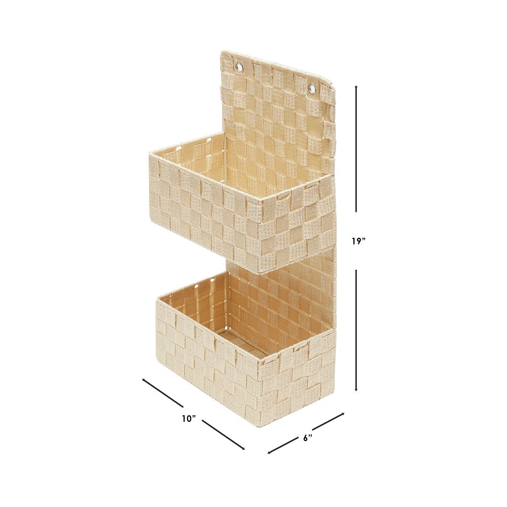 6 pieces Home Basics 2 Tier Hanging Woven Bins, Ivory - Storage ...