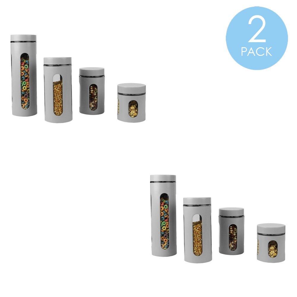 4 Wholesale Home Basics 4 Piece Stainless Steel Canisters With Multiple ...