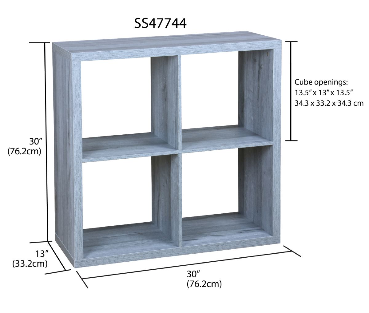 Wholesale Home Basics 4 Open Cube Organizing Wood Storage Shelf, Grey - WSD
