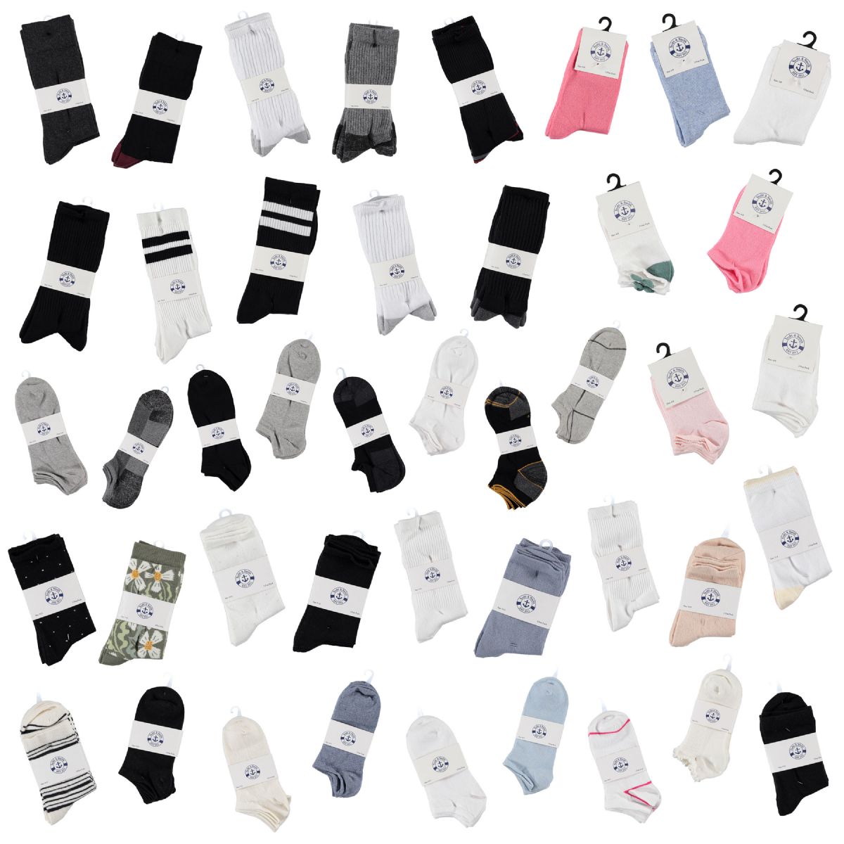 120 Pairs Sock Pallet Deal Mixed Assorted Random Colors For Women ...