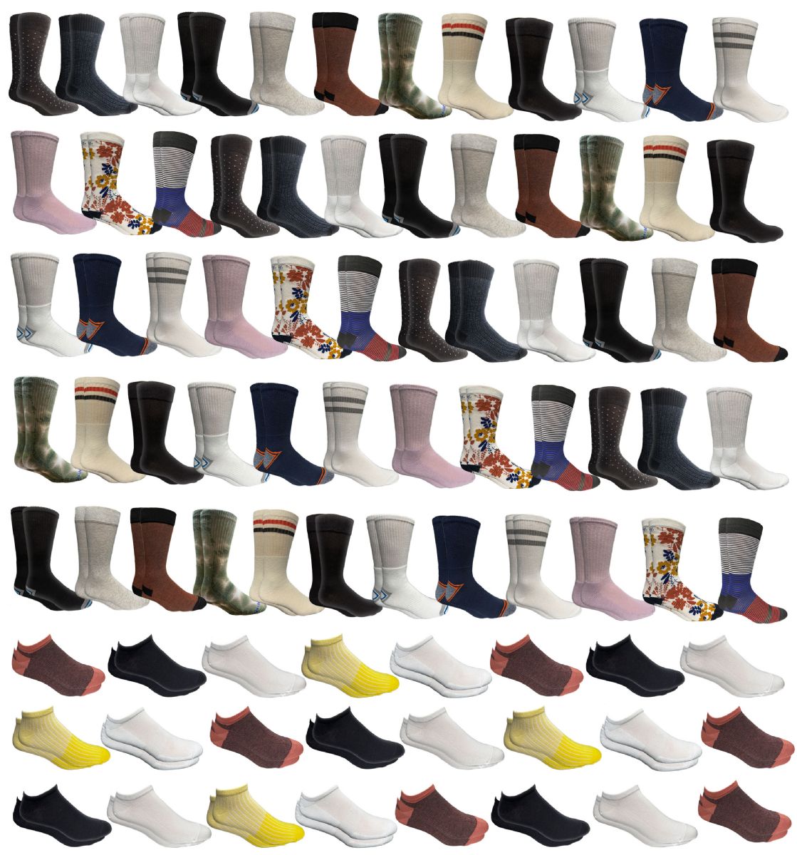 96 Pairs Sock Pallet Deal Mixed Assorted Random Colors For Men - Sock ...