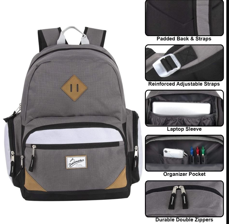 24 Wholesale 19 Inch Duo Compartment Backpack With Laptop Sleeve 4 ...