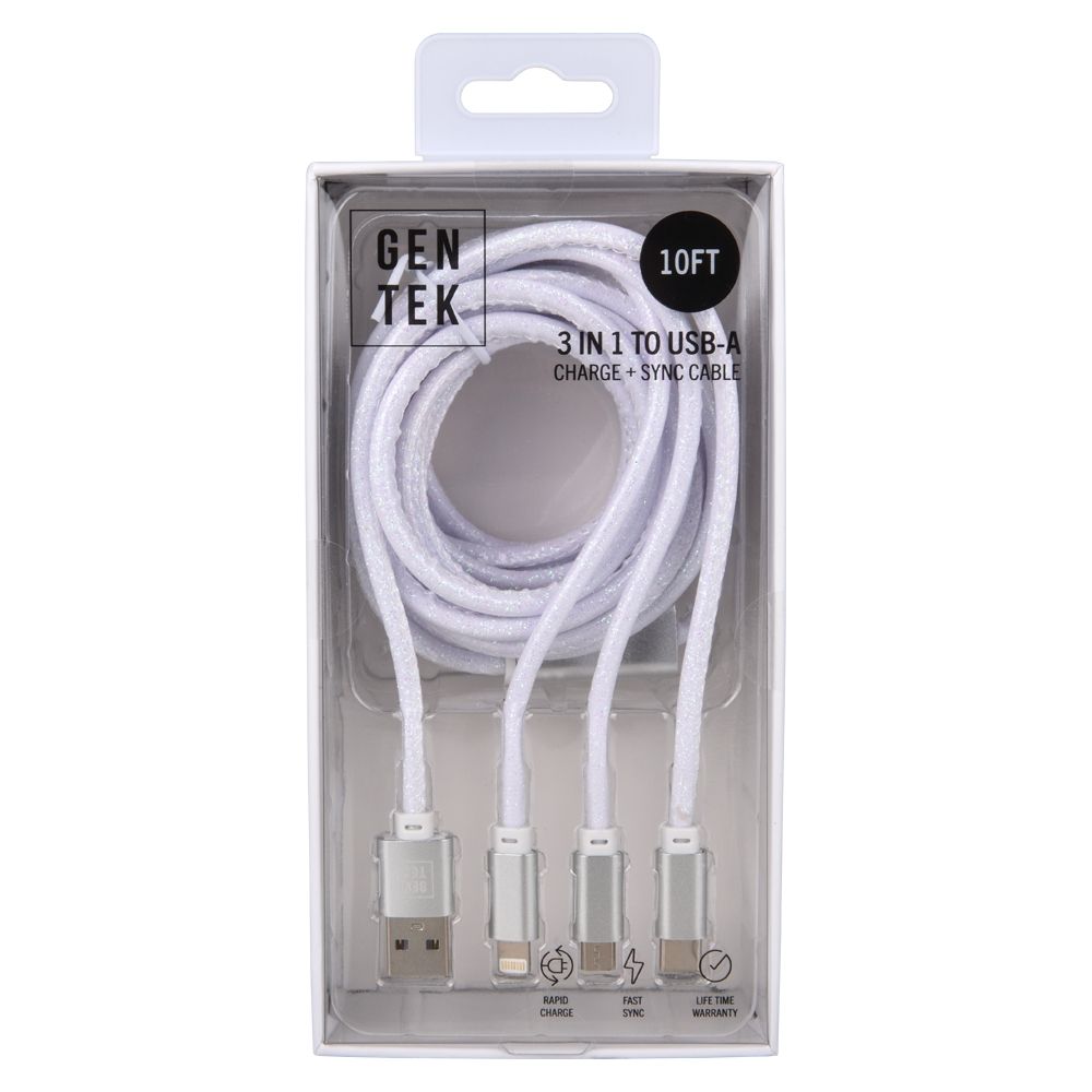 48 pieces Gentek 3in1 charging UsB-C Cable (white) - Wires and Cables ...