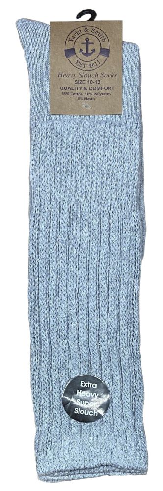 Yacht & Smith Mens Heavy Cotton Slouch Socks, Solid Heather Gray - at ...
