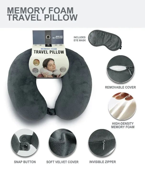 24 Pieces Assorted Color Travel Neck Pillow And Eye Mask Set - Memory ...