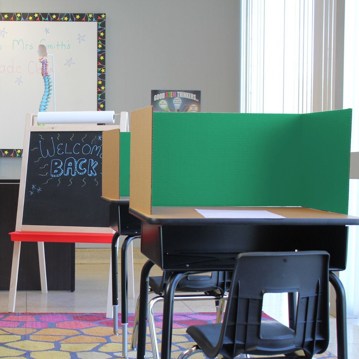 24 Pieces Corrugated Study Carrels, 12" X 48", Green - Classroom ...