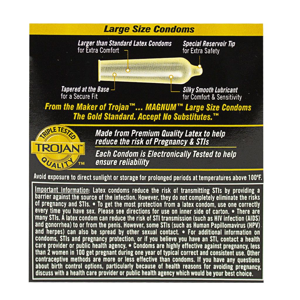 Trojan Magnum Lubricated Condoms - Box of 3 - WSD