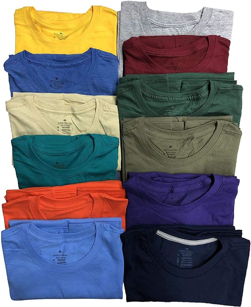 12 Pieces Men's Cotton Short Sleeve T-Shirt Size X-Large, Assorted ...