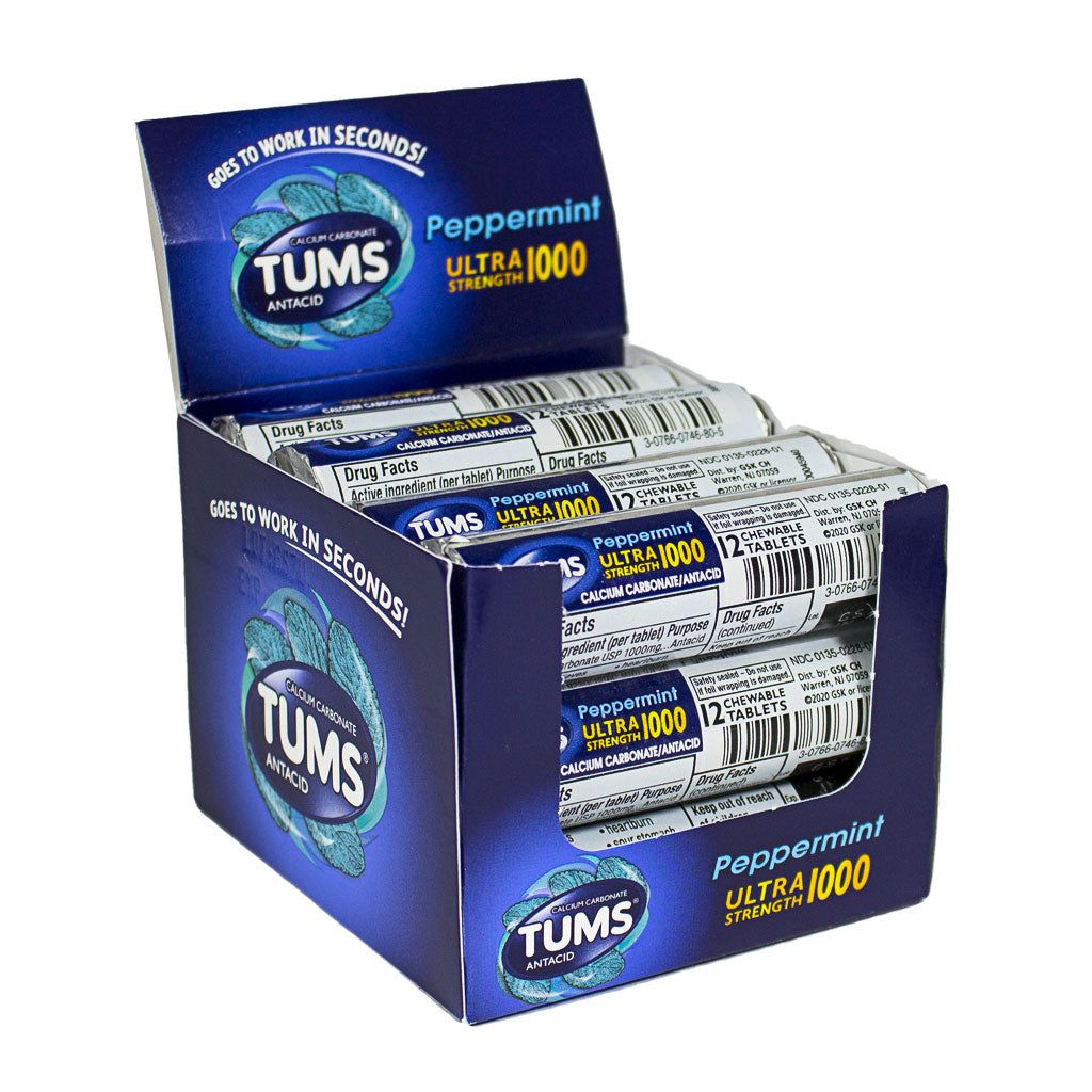 Tums Ultra Strength Peppermint - Roll of 12 - WSD
