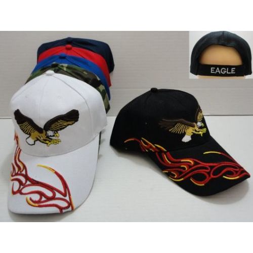 48 Wholesale Flying Eagle Hat [red/yellow Flames On Bill] - at ...