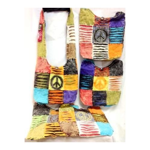 36 Wholesale Fabric Peace Sign Bag Crossbody Hobo Purse - WSD