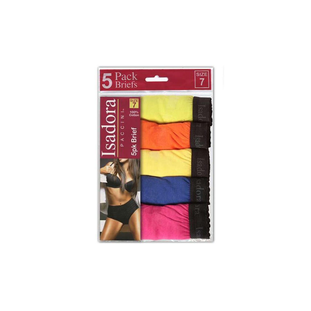 Bulk 5 Pack Neon High Cut Panties: Cotton Bikini, Assorted - WSD