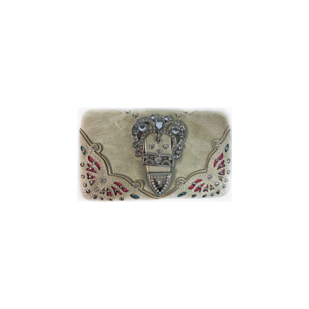 8 Pieces Rhinestone Buckle Laser Cut Butterfly Wallet Tan - Leather ...
