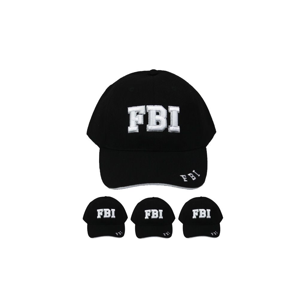 24 Bulk Black Fbi Cap - at - bluestarempire.com