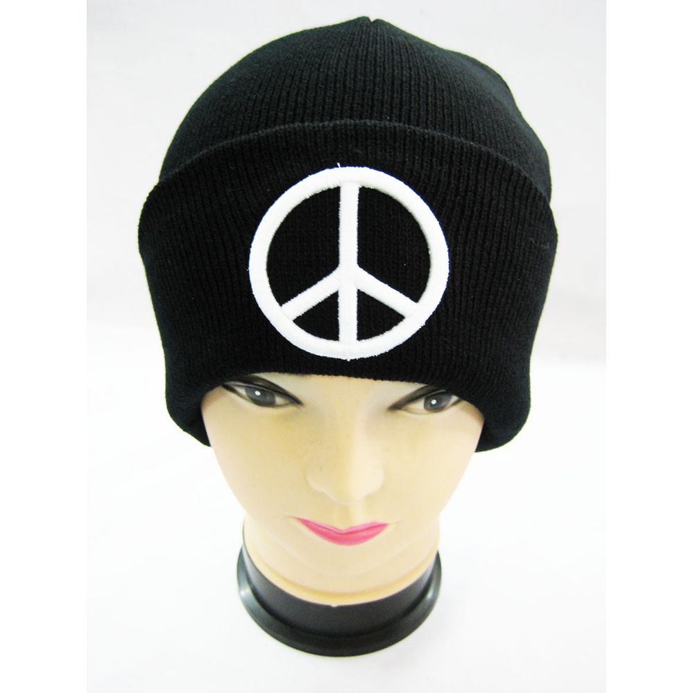 Peace Sign Winter Beanie Hat - Wholesale Sock Deals