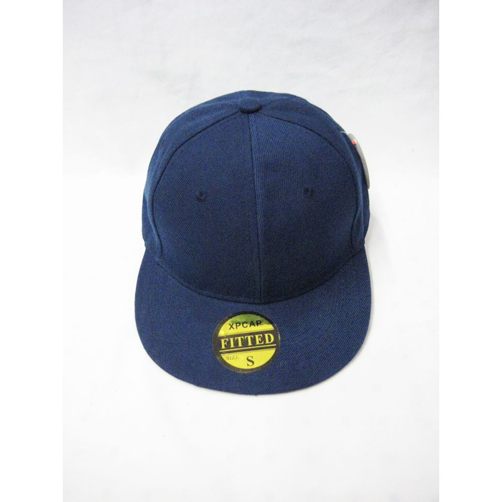 36 Wholesale Fitted Navy Blue Flat Bill Cap - at - wholesalesockdeals.com