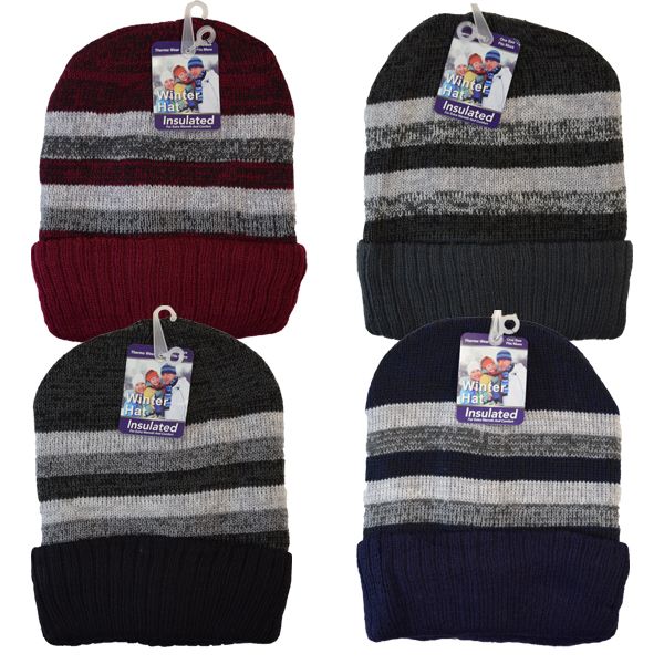 48 Pieces Winter Knit Hat Stripes - Fashion Winter Hats - at ...