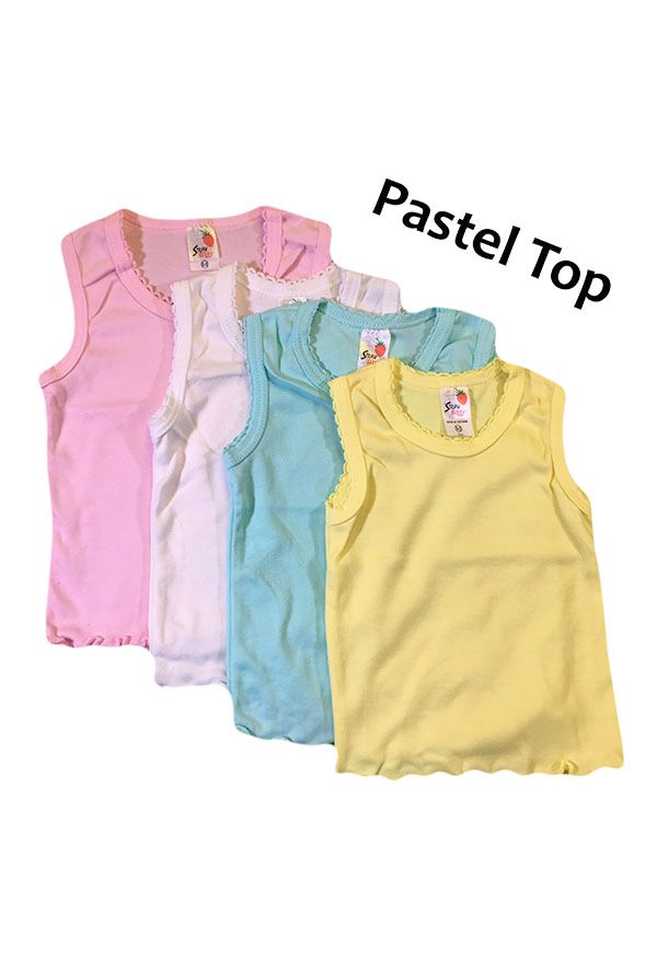 36 Wholesale Strawberry Girl Singlet In Pastel Colors - WSD