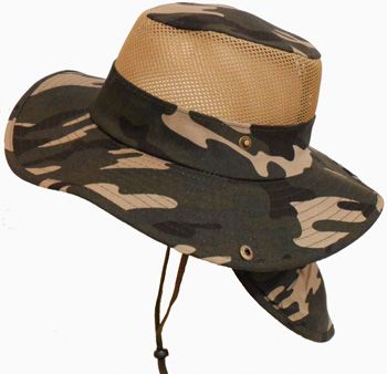60 Pieces Camouflage Mesh Hat With/ Back Flap - Cowboy & Boonie Hat ...