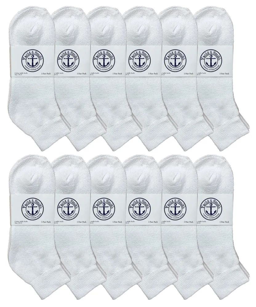 12 Pairs Yacht & Smith Men's Cotton White Sport Ankle Socks - Mens ...