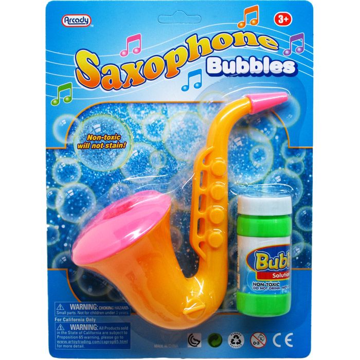 48 Pieces 7" Bubbles Saxophone On Blister Card, 2 Assrt Clrs - Bubbles ...