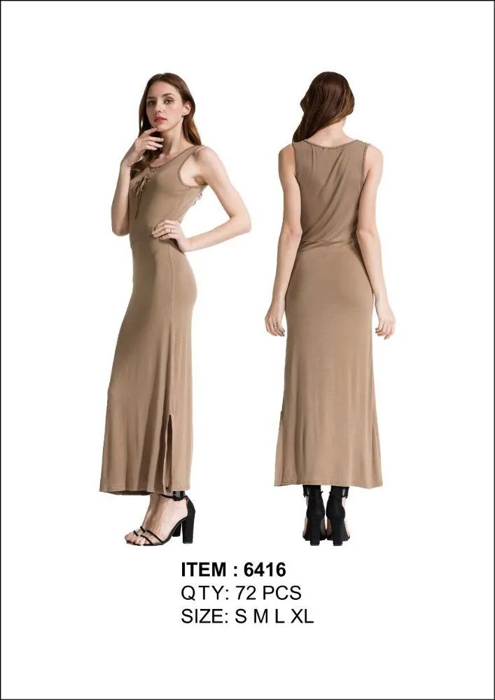 36 Pieces Women's Tan Maxi Dress - Womens Sundresses & Fashion - at ...