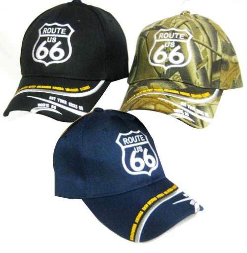 24 Pairs Route 66 Embroidered Acrylic Cap - Baseball Caps & Snap Backs ...