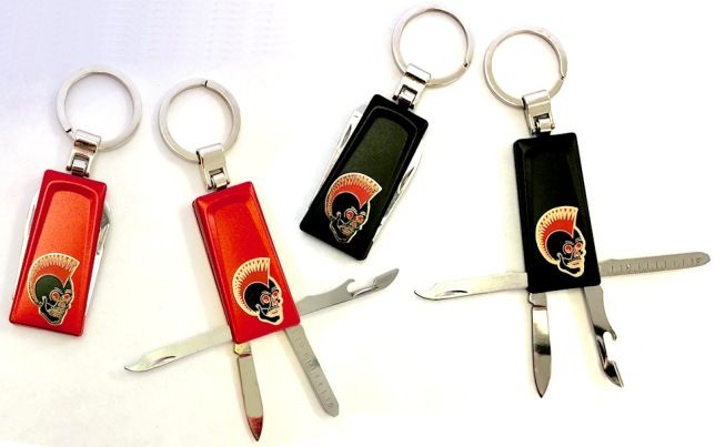 24 Pieces 2.75" Four Function Red And Black Metal Keychains With Brass ...