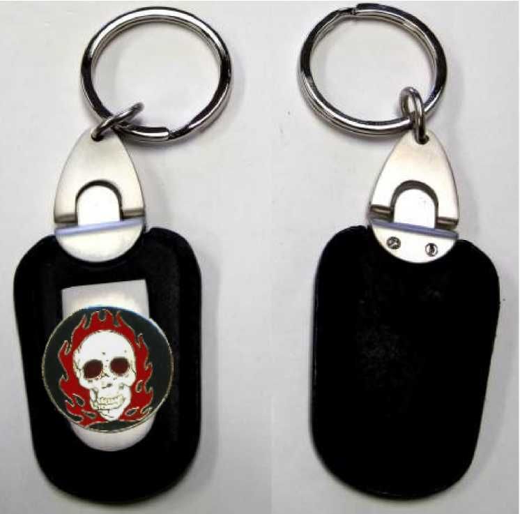 24 Pieces 3" Metal / Leather Keychain With Brass Biker Insignia - Key ...