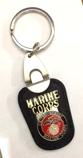 36 Pieces 3" Metal/leather Keychain With Brass "marine Corps" And ...